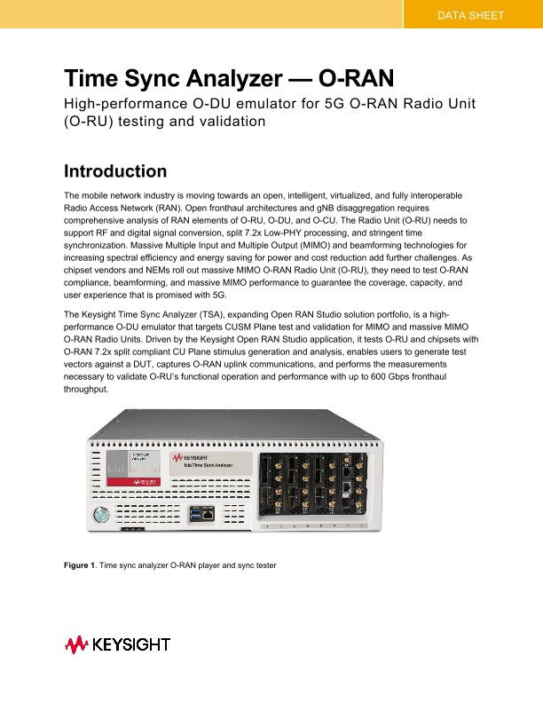 Time Sync Analyzer — O-RAN PDF Asset Page | Keysight